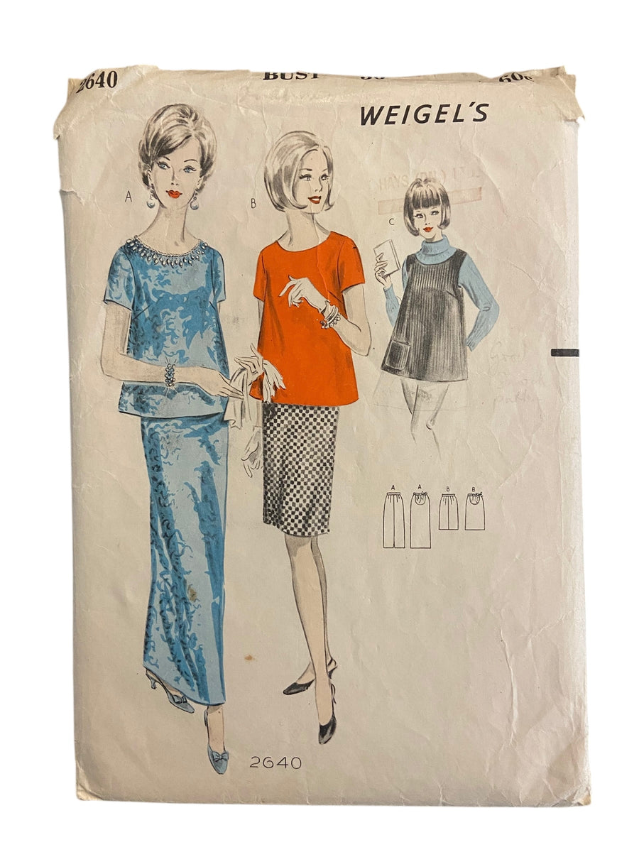 Weigel's 2640 vintage 1960s maternity top and skirt in two lengths sew ...