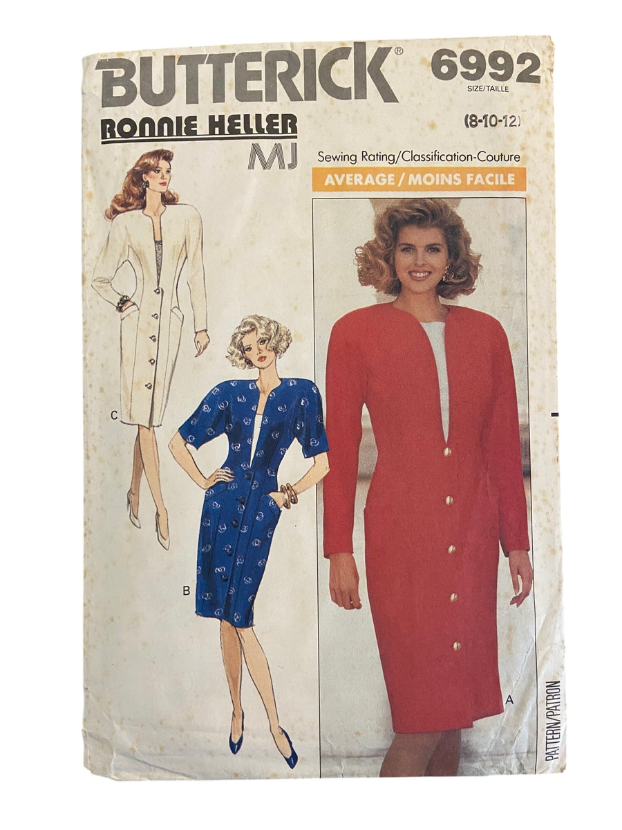 Butterick 6992 vintage Ronnie Heller 1980s dress pattern. Bust 31.5, 3 – the vintage pattern market