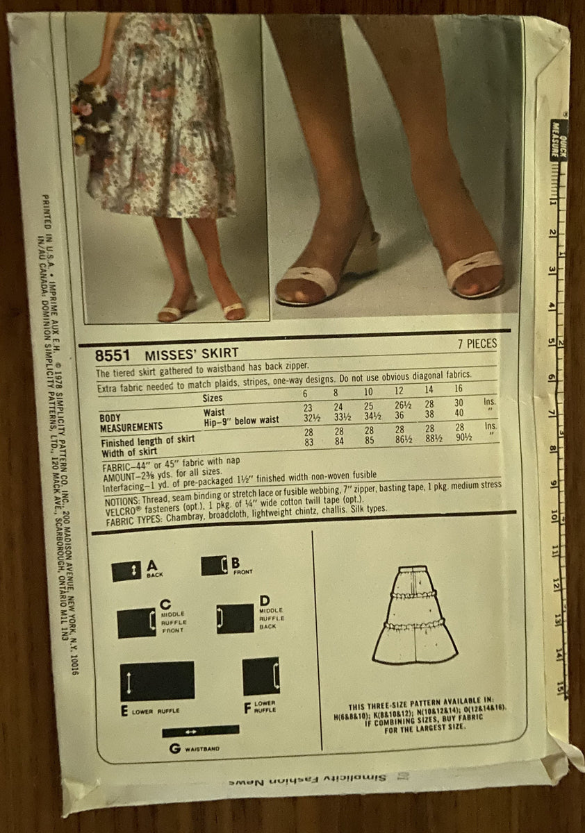 Simplicity 8551 vintage 1970s tiered skirt pattern – the vintage ...