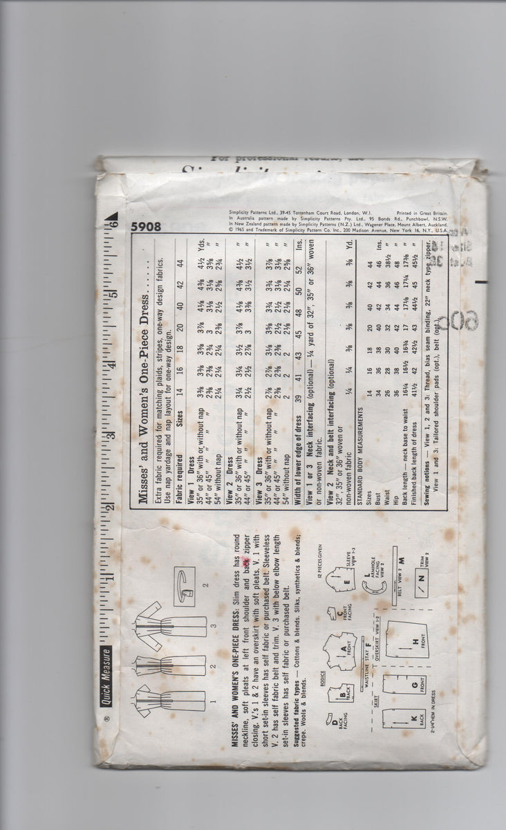 Simplicity 5908 vintage 1960s dress pattern – the vintage pattern market